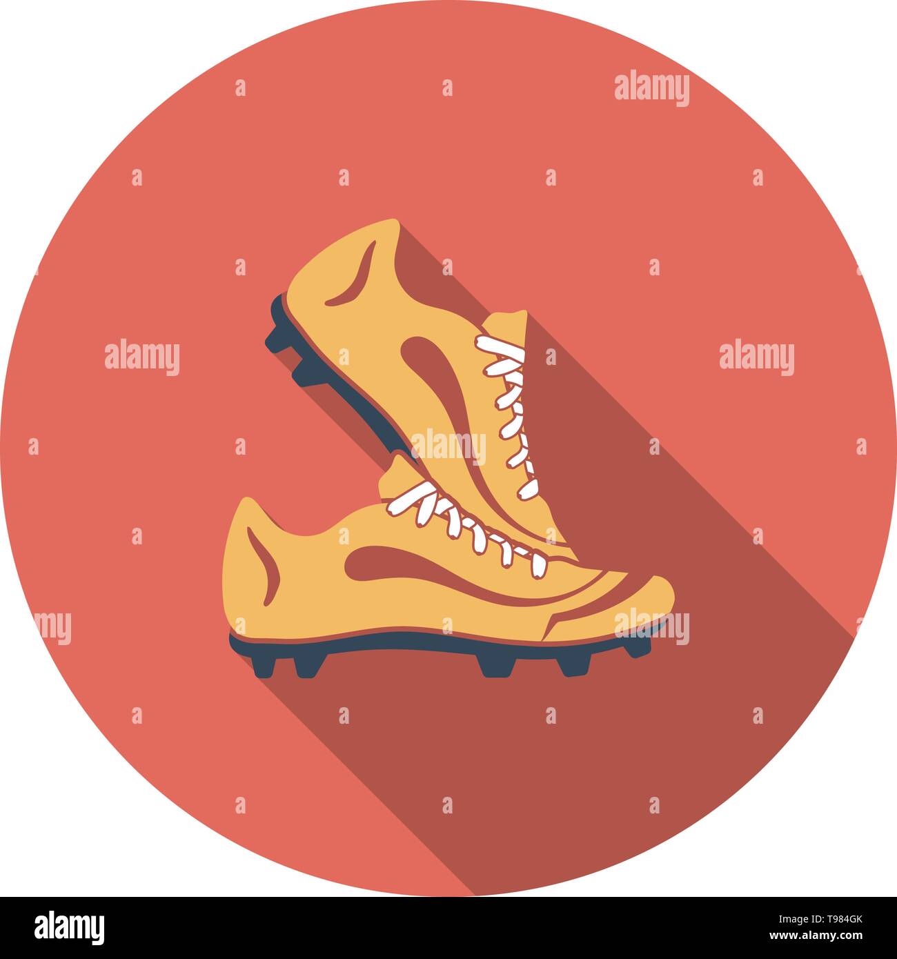 Soccer Pair Of Boots. Flat Circle Stencil Design With Long Shadow ...