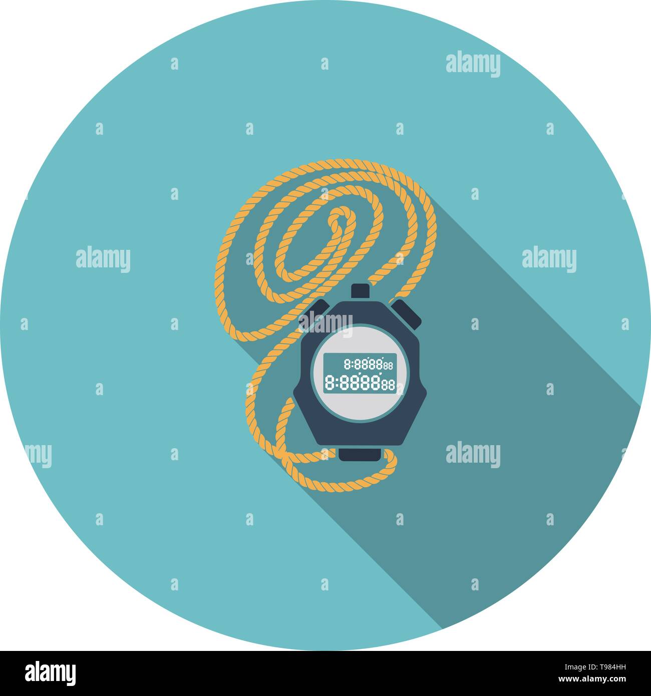 Coach Stopwatch Icon. Flat Circle Stencil Design With Long Shadow ...