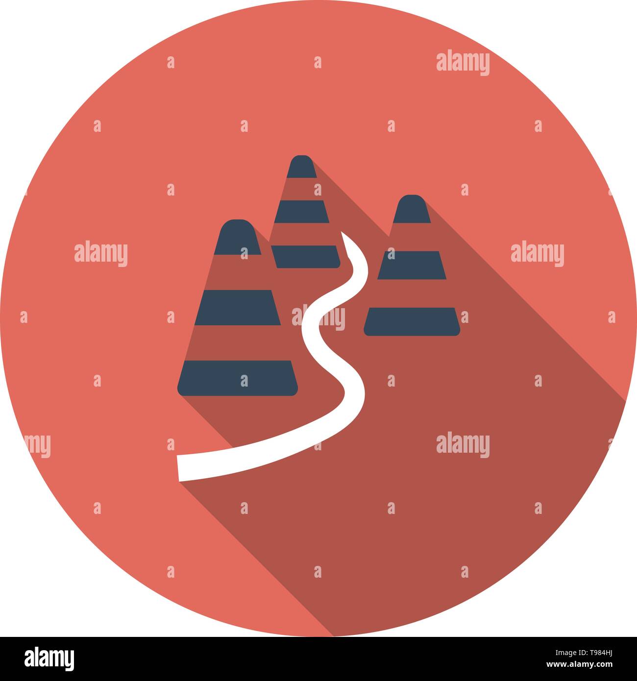 Soccer Training Cones Icon. Flat Circle Stencil Design With Long Shadow ...