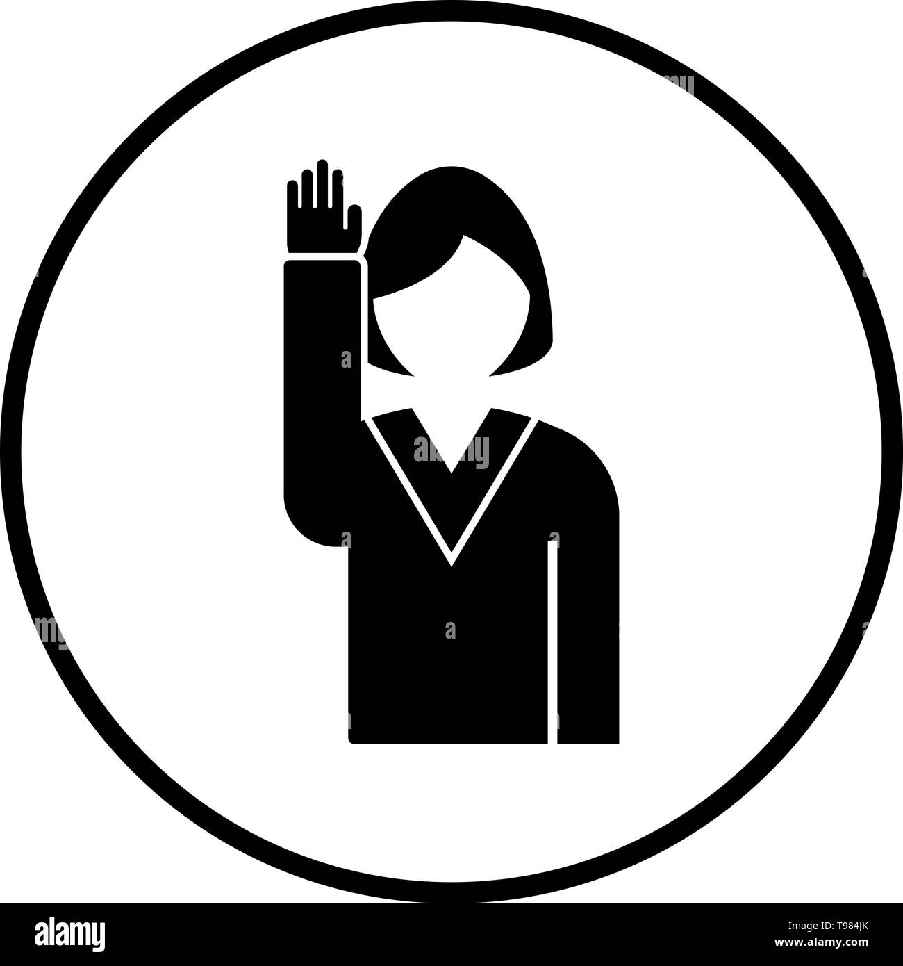 Voting Lady Icon. Thin Circle Stencil Design. Vector Illustration Stock ...