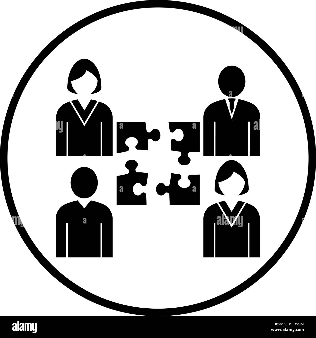 Corporate Team Icon. Thin Circle Stencil Design. Vector Illustration ...