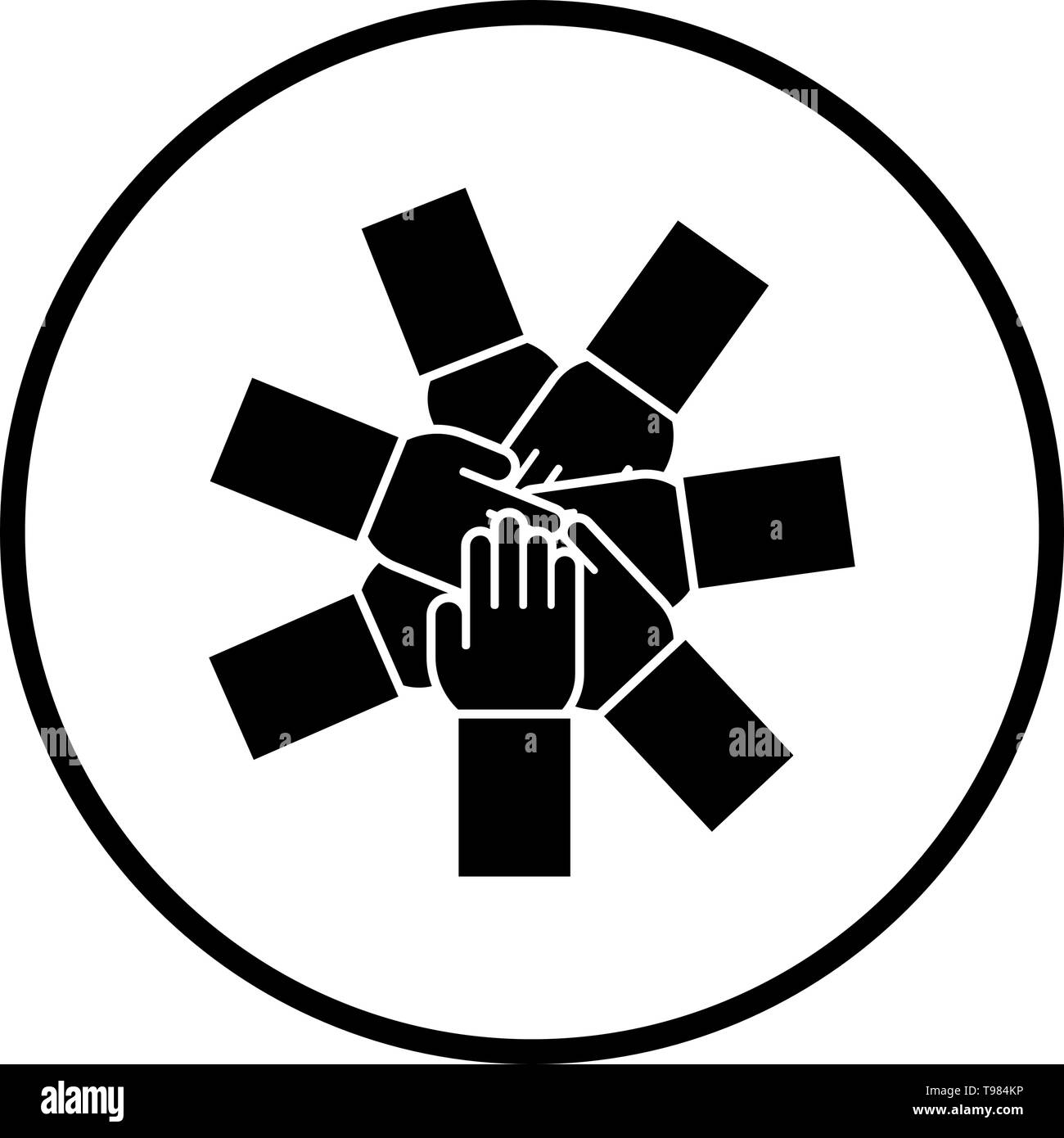 Unity And Teamwork Icon. Thin Circle Stencil Design. Vector ...