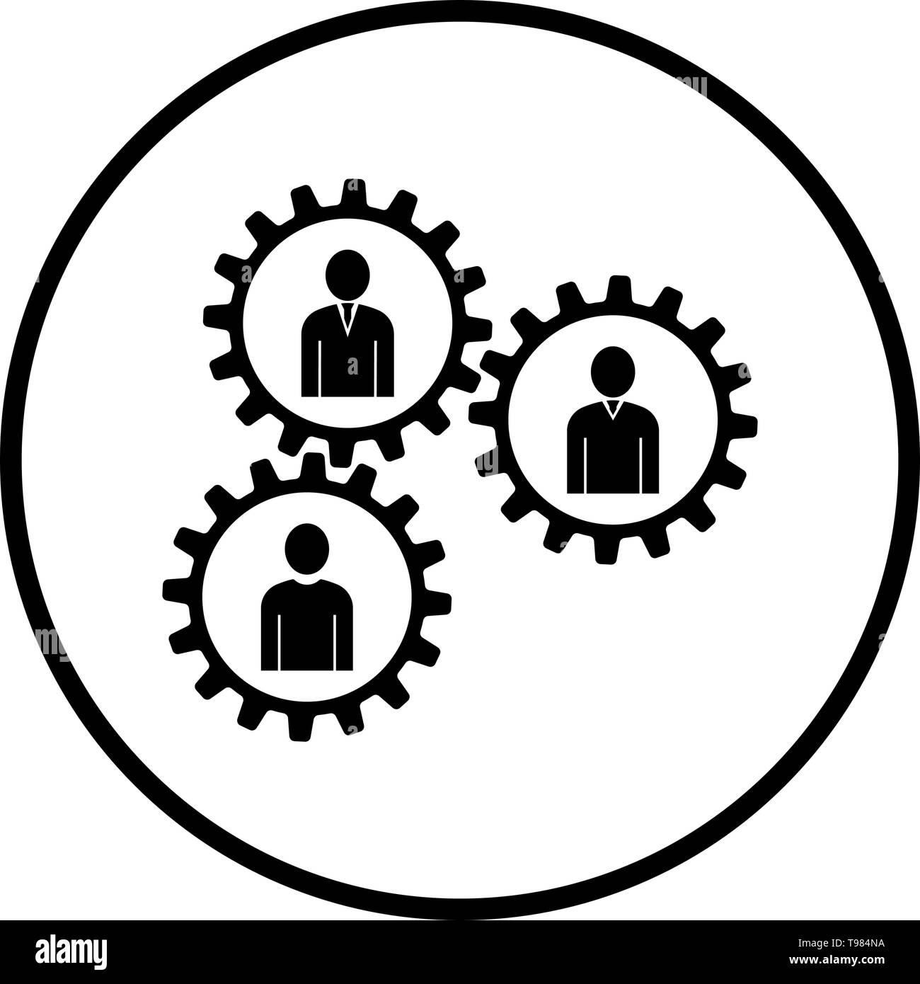Teamwork Icon. Thin Circle Stencil Design. Vector Illustration Stock ...