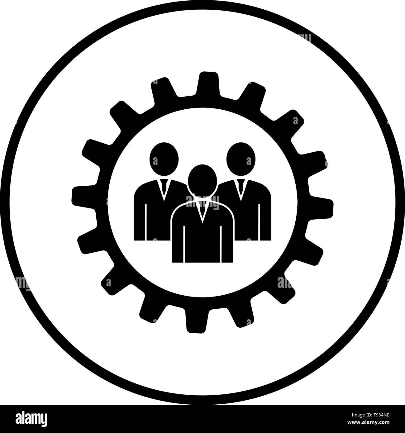 Teamwork Icon. Thin Circle Stencil Design. Vector Illustration Stock ...