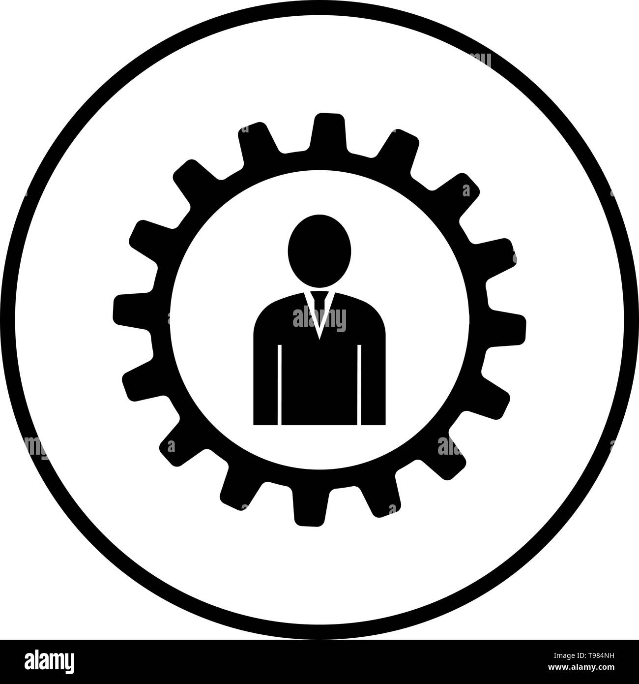 Teamwork Icon. Thin Circle Stencil Design. Vector Illustration Stock ...