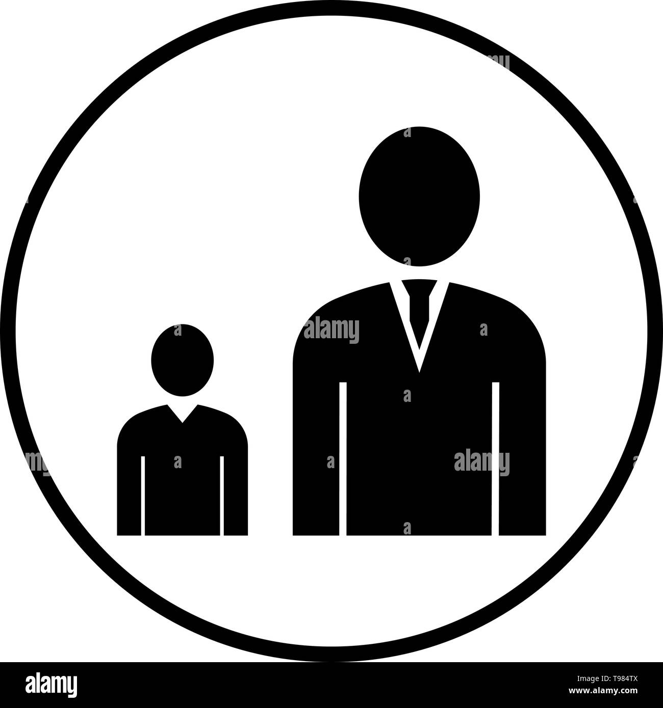 Man Boss With Subordinate Icon. Thin Circle Stencil Design. Vector ...