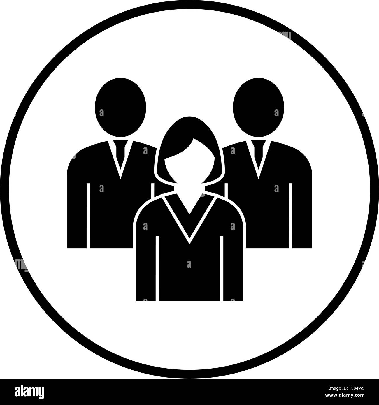 Corporate Team Icon. Thin Circle Stencil Design. Vector Illustration ...