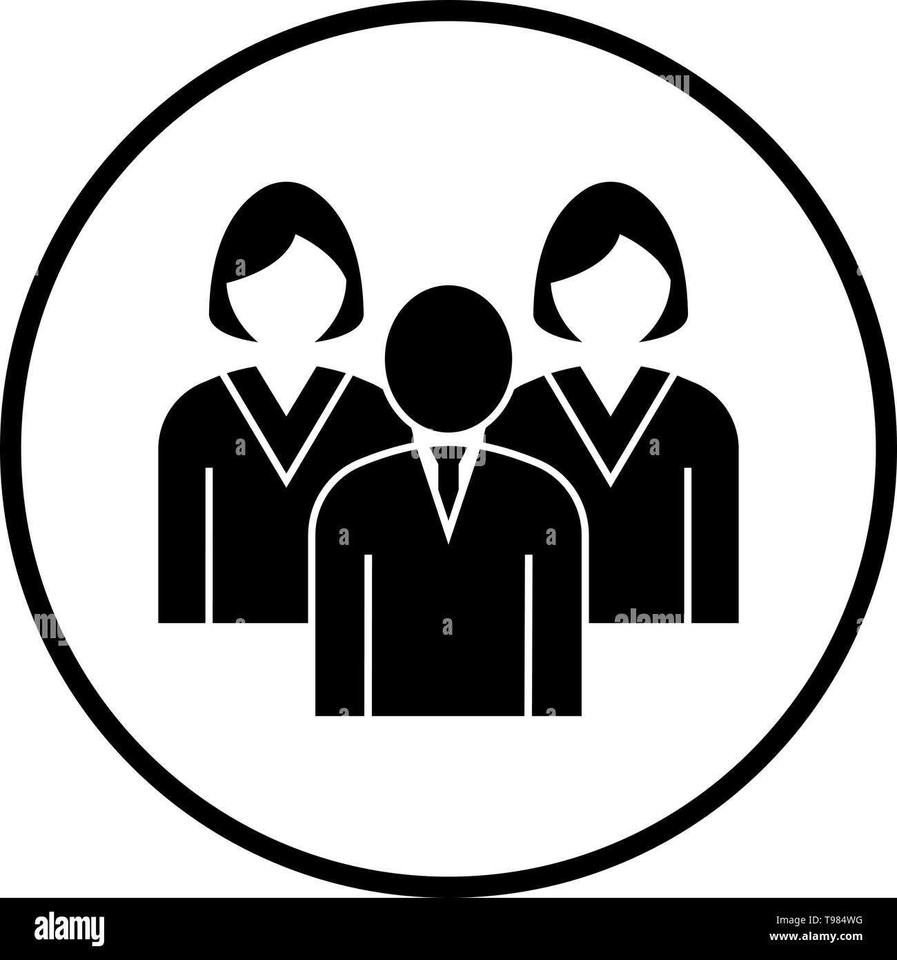 Corporate Team Icon. Thin Circle Stencil Design. Vector Illustration ...