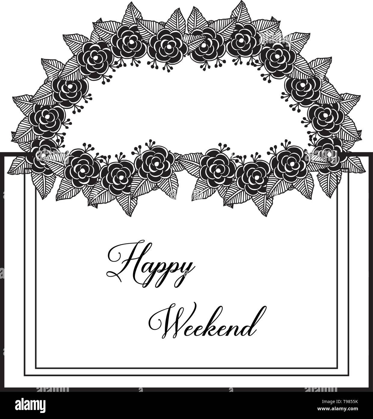 Vector illustration banner happy weekend with decoration of flower ...
