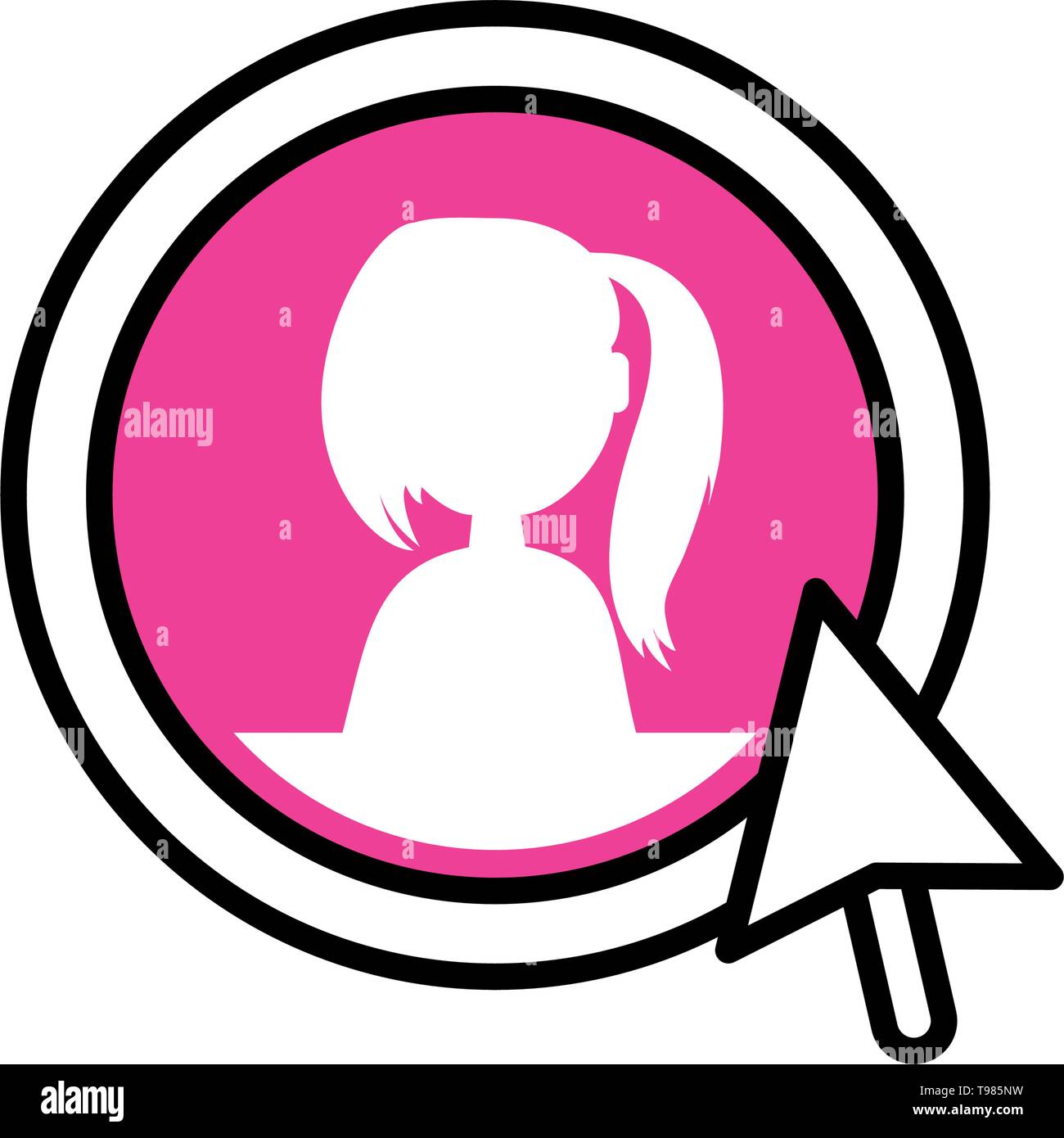female user account with arrow mouse vector illustration design Stock ...