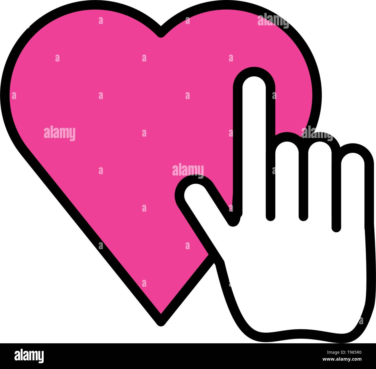 hand cursor index with heart vector illustration design Stock Vector ...
