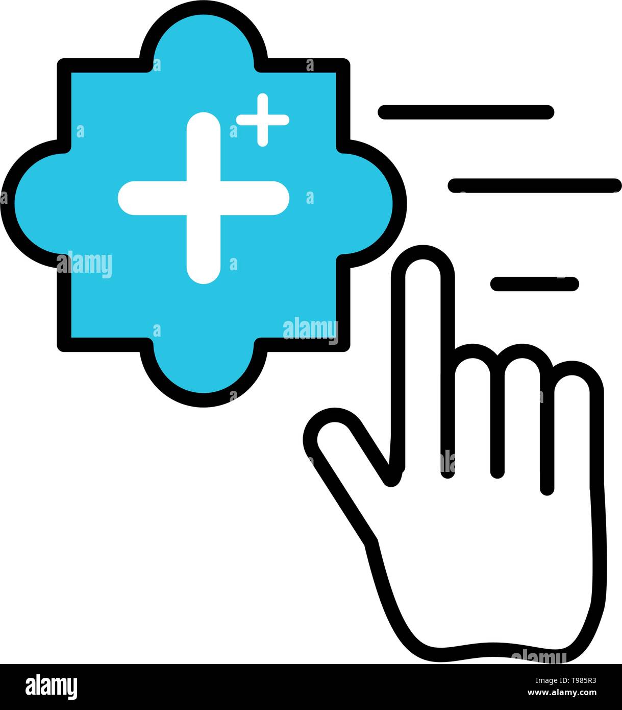 hand cursor index with add pluss symbol vector illustration design ...