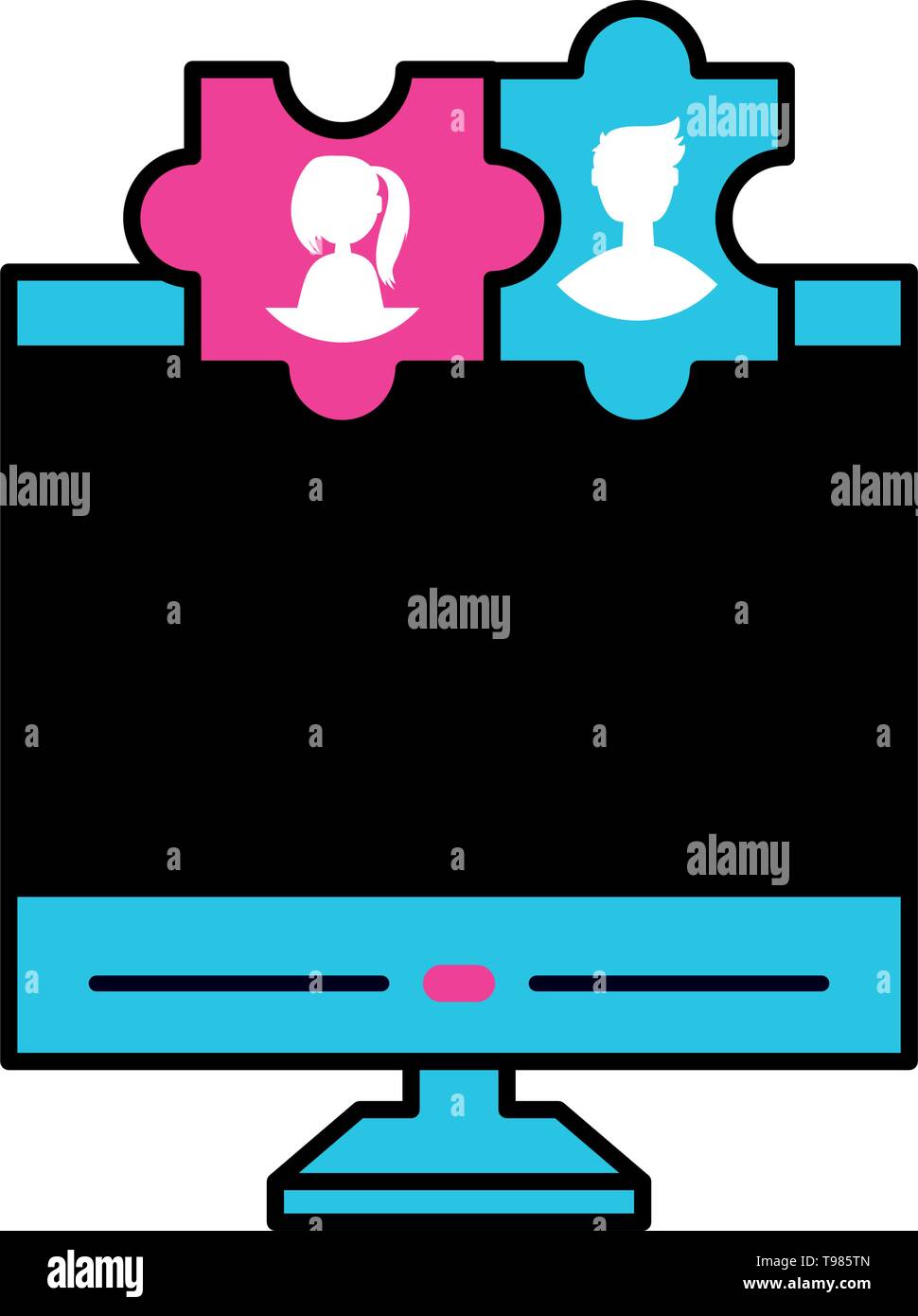 desktop with male profile acount vector illustration design Stock ...