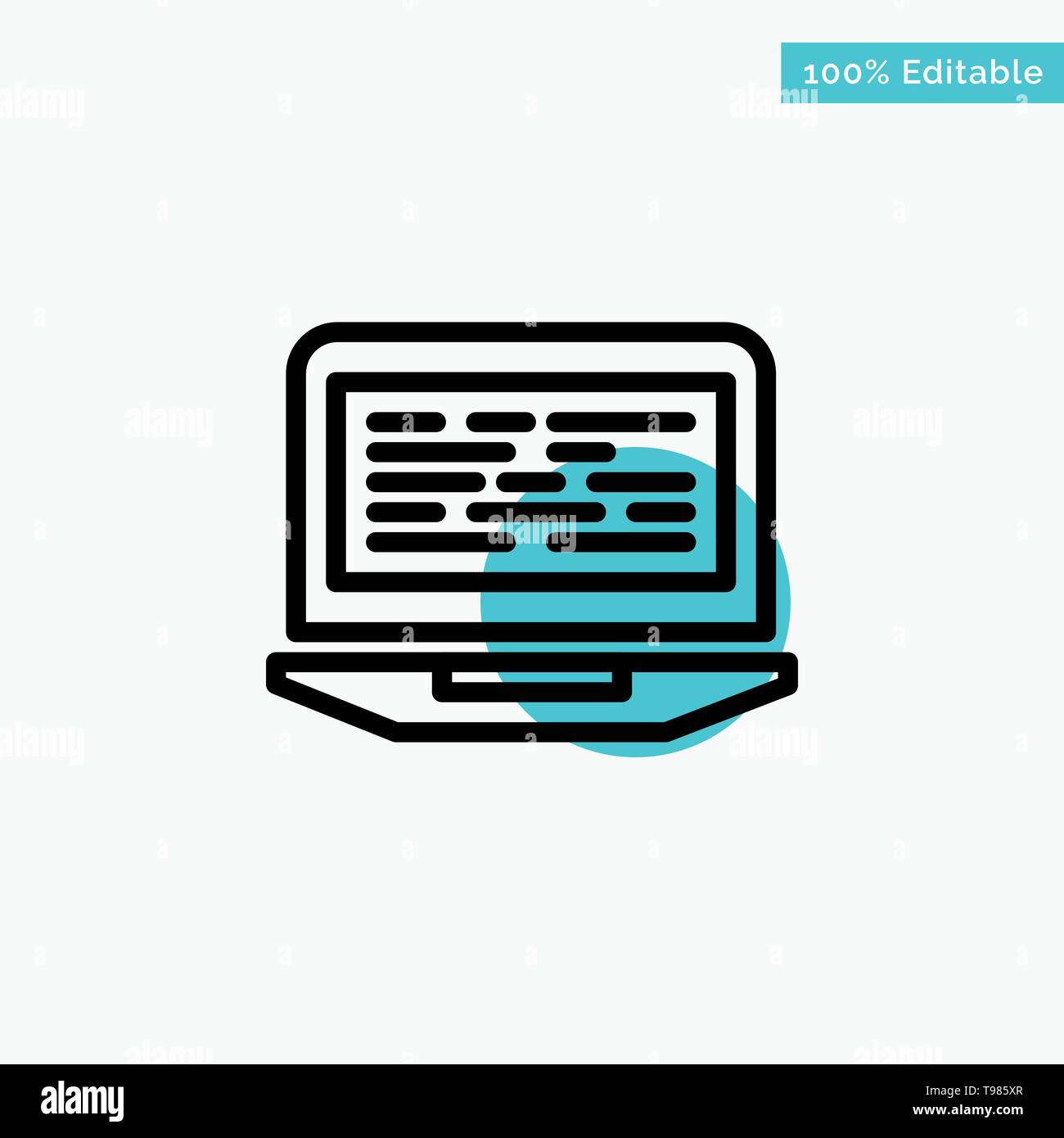 Laptop Coding Code Screen Computer Turquoise Highlight Circle Point Vector Icon Stock Vector