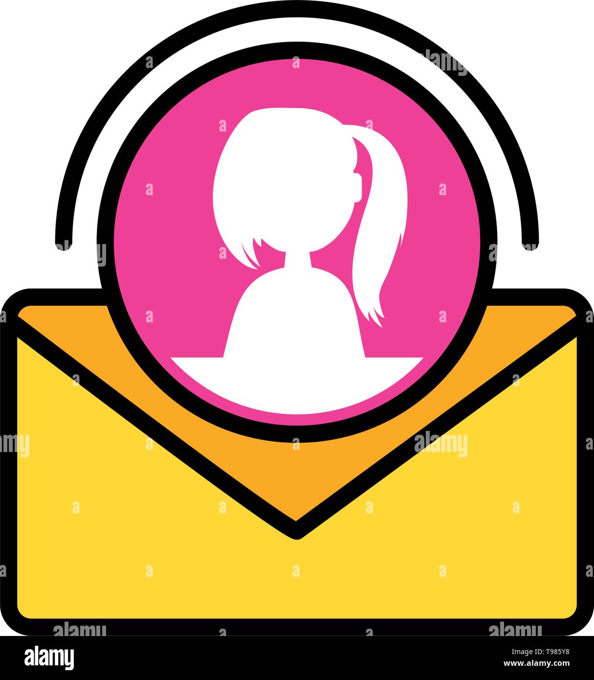 envelope mail with female user account vector illustration design Stock ...