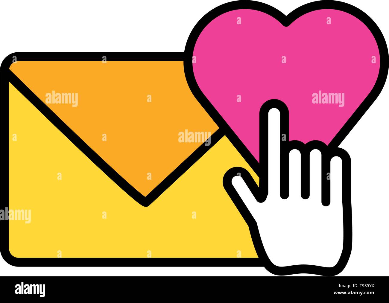envelope mail with mouse pointer and heart vector illustration design ...