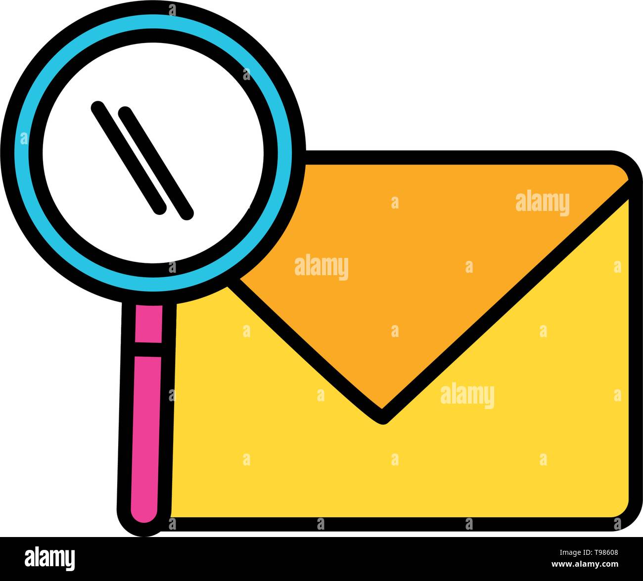 envelope mail with magnifying glass vector illustration design Stock ...