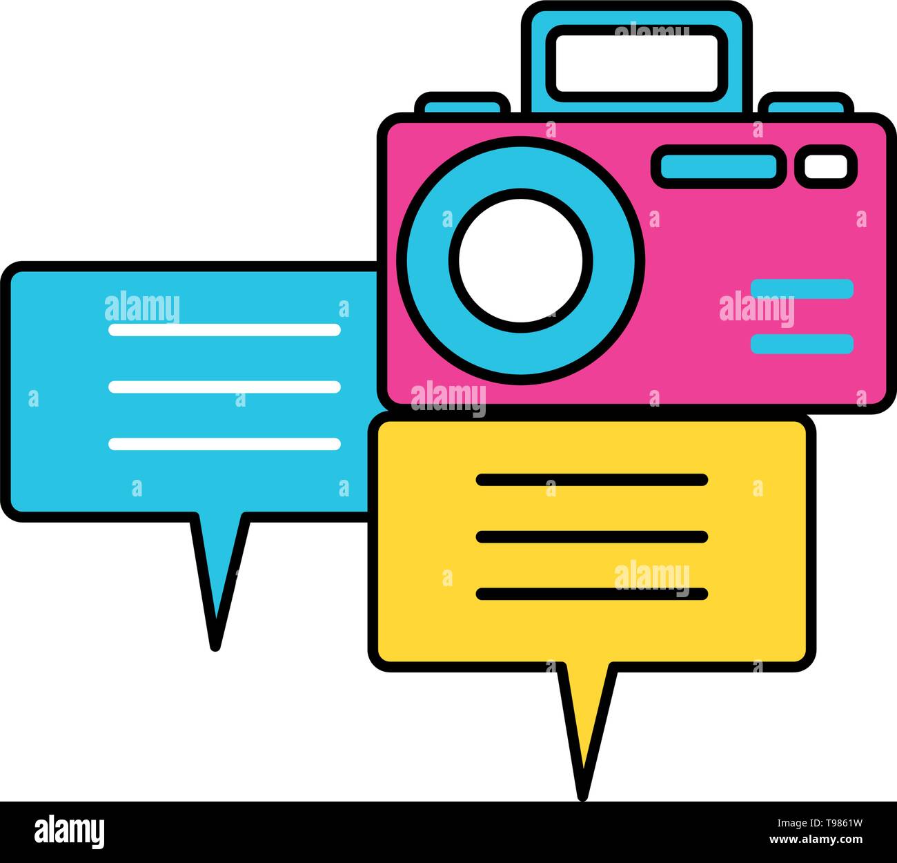 camera photographic in speech bubble vector illustration design Stock ...