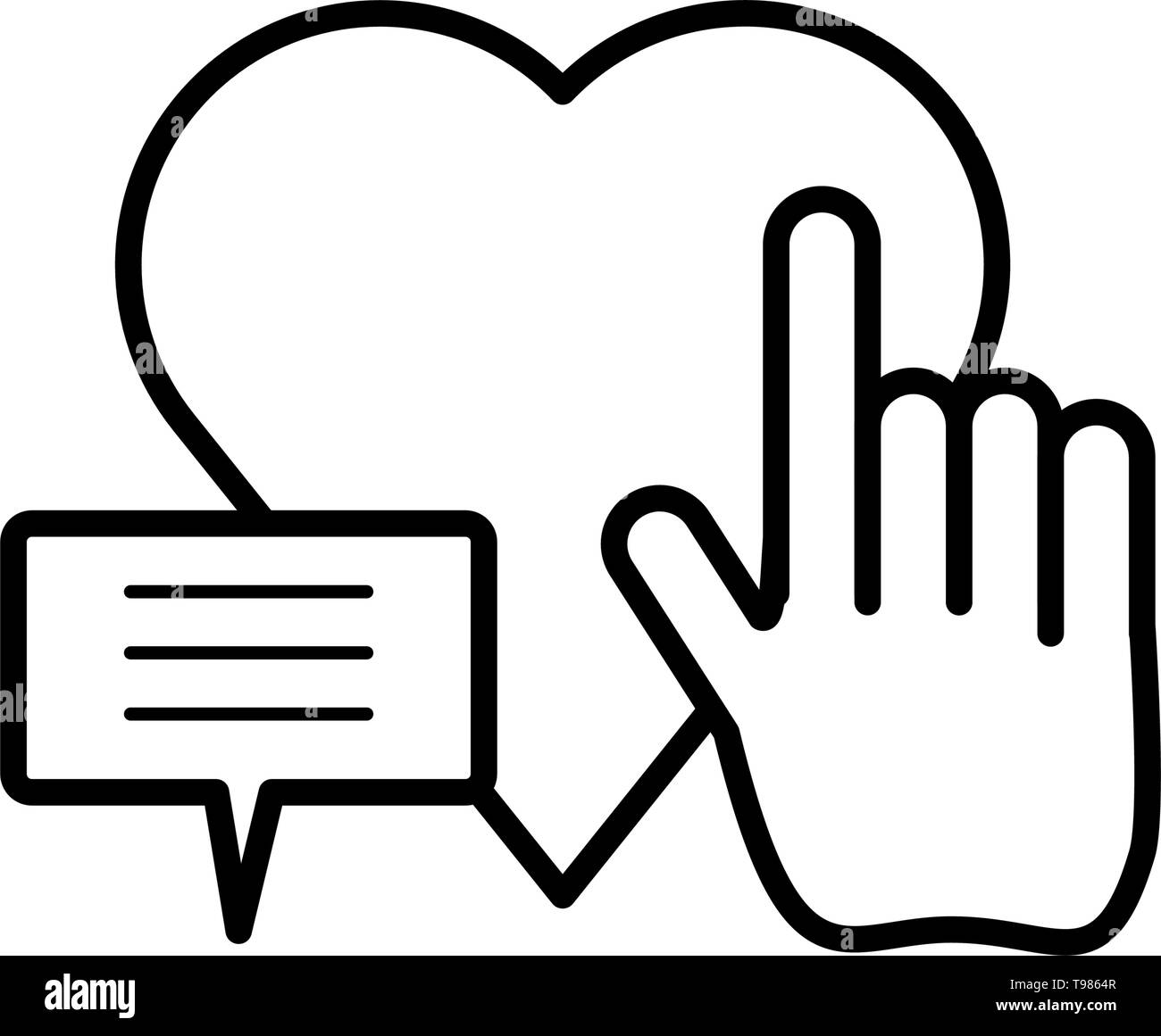 hand cursor index with heart vector illustration design Stock Vector ...