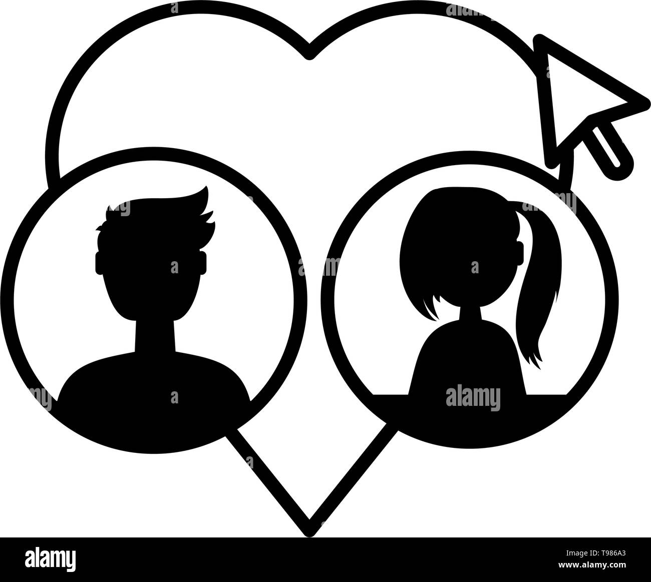 users account with heart love and cursor vector illustration design ...
