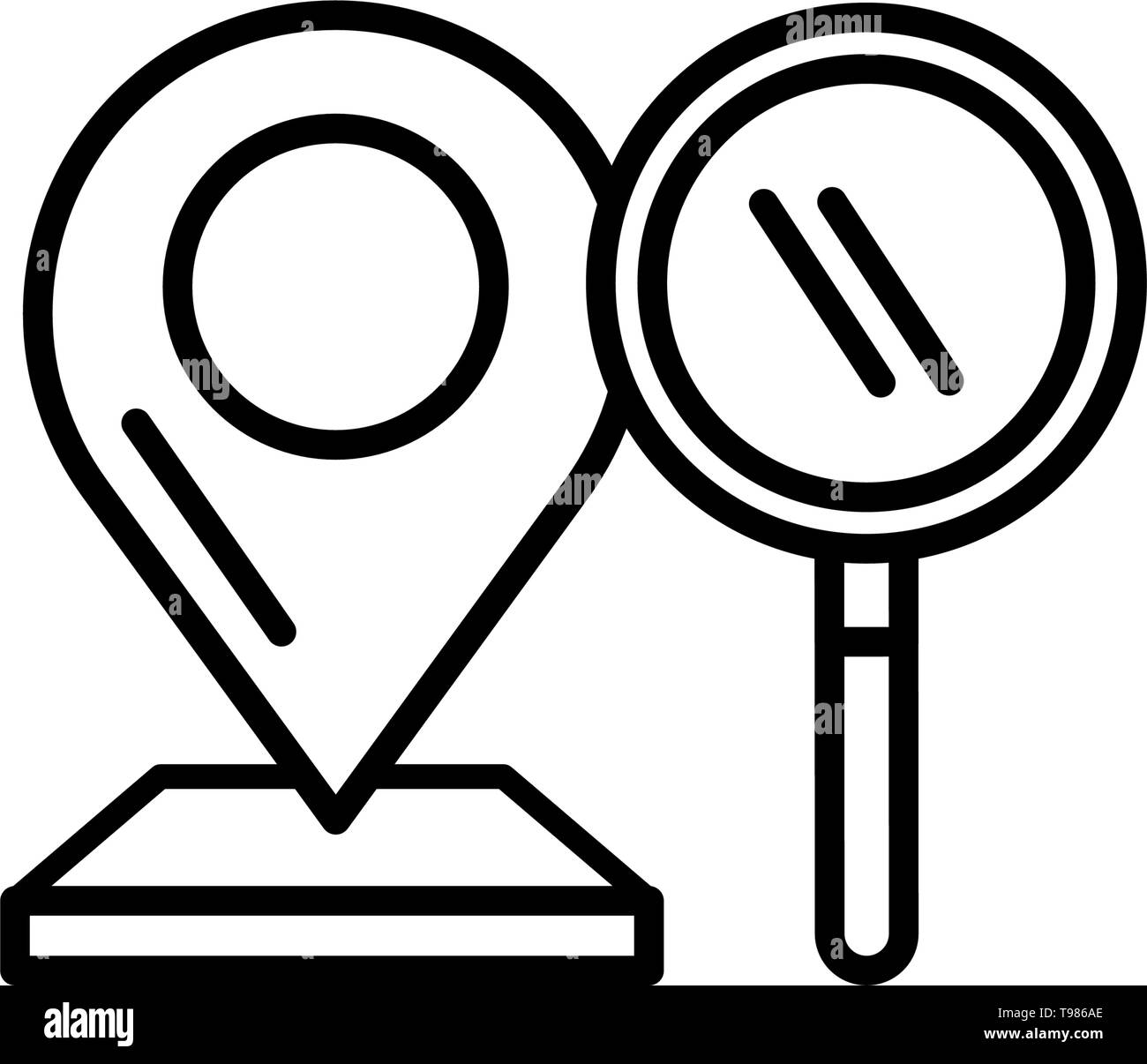 pin pointer location with magnifying glass vector illustration design ...