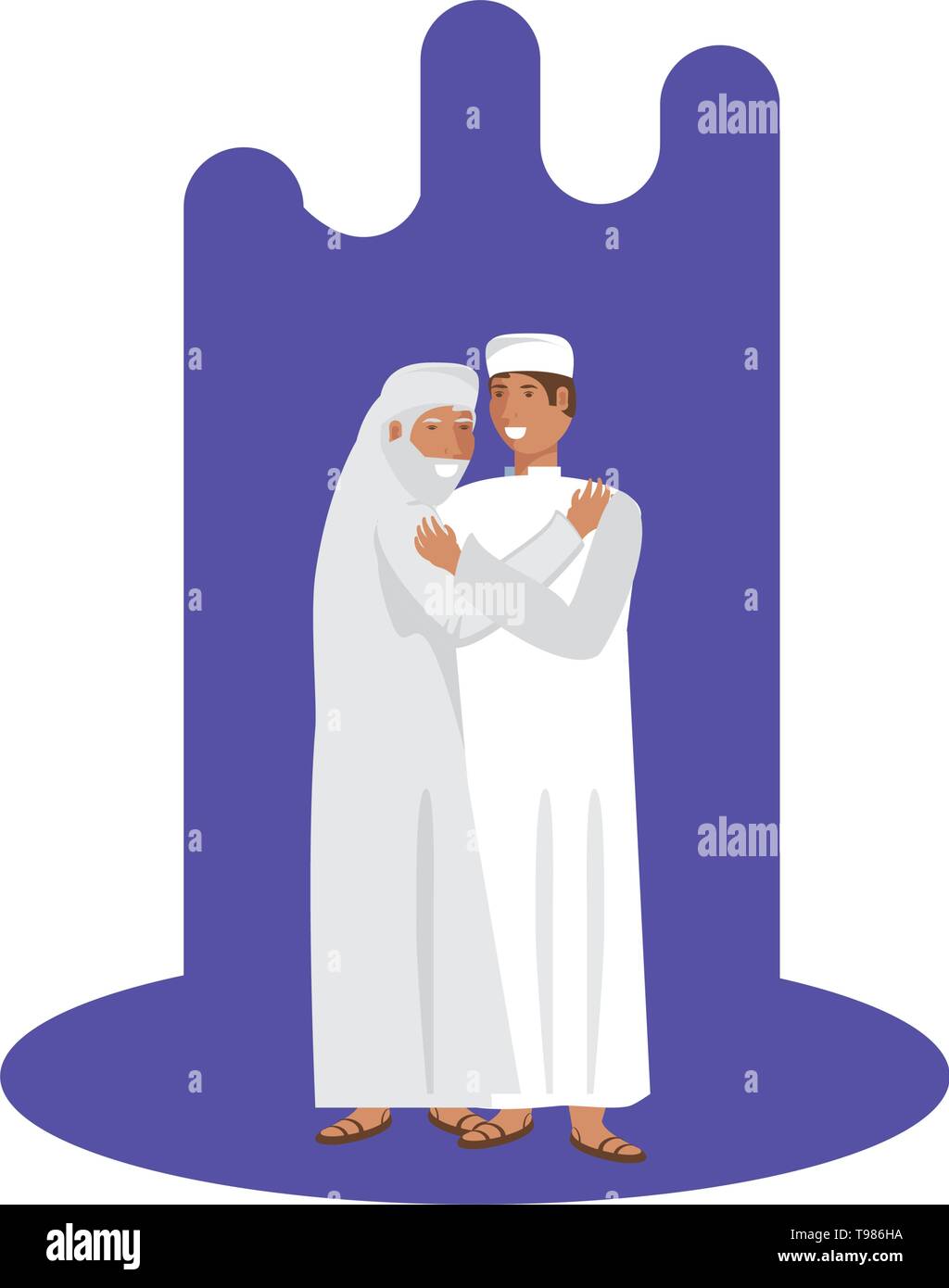 old islamic man with son vector illustration design Stock Vector Image ...