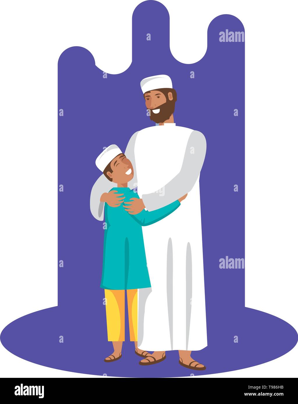 Ramadan vector illustration islam and muslim characters Stock Vector ...