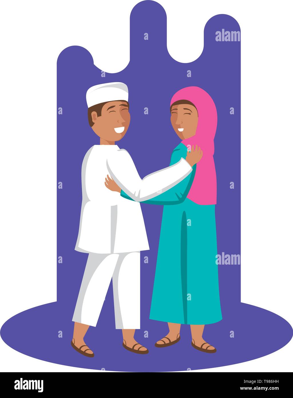 islamic couple lovers characters vector illustration design Stock ...