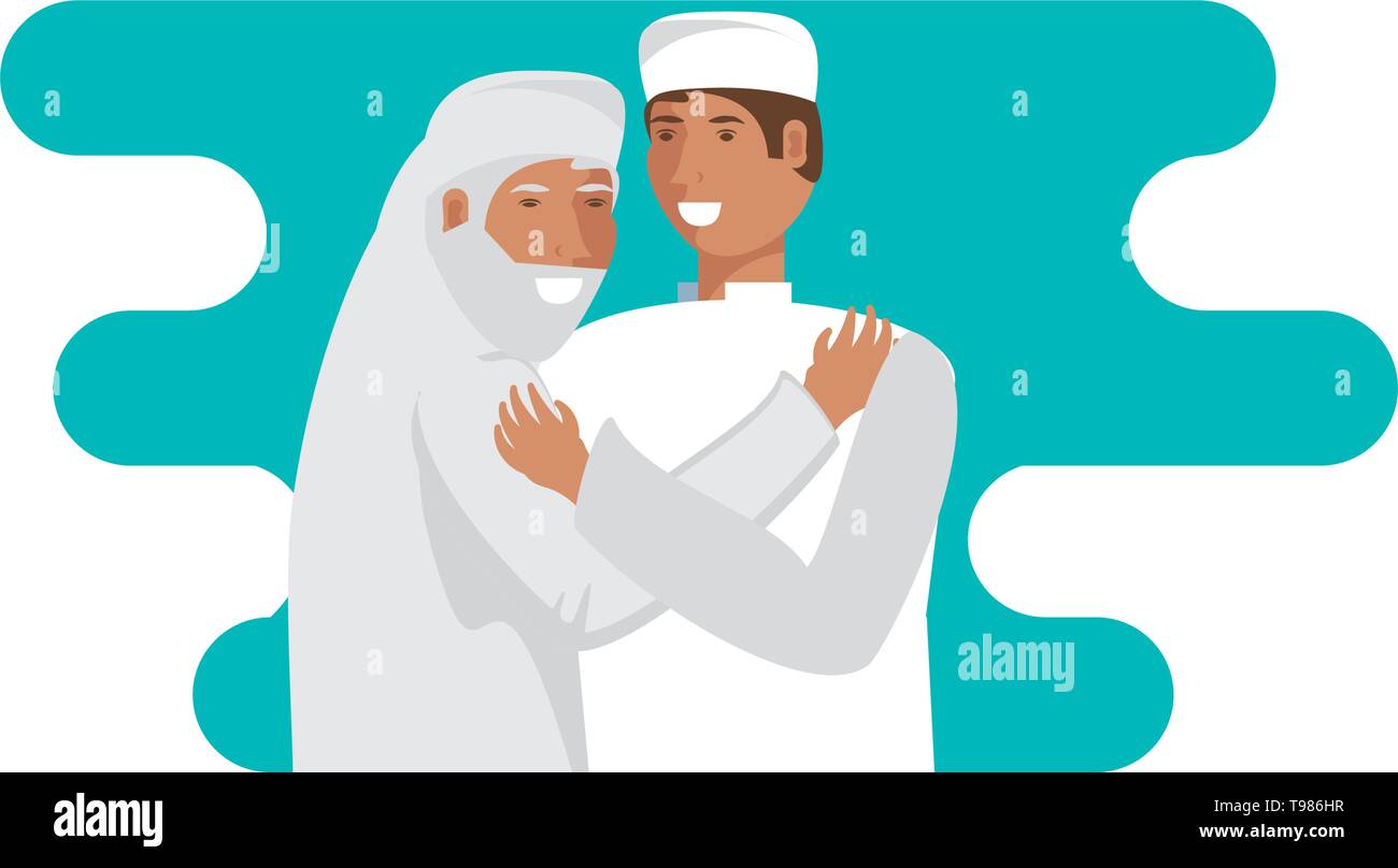 old islamic man with son vector illustration design Stock Vector Image ...