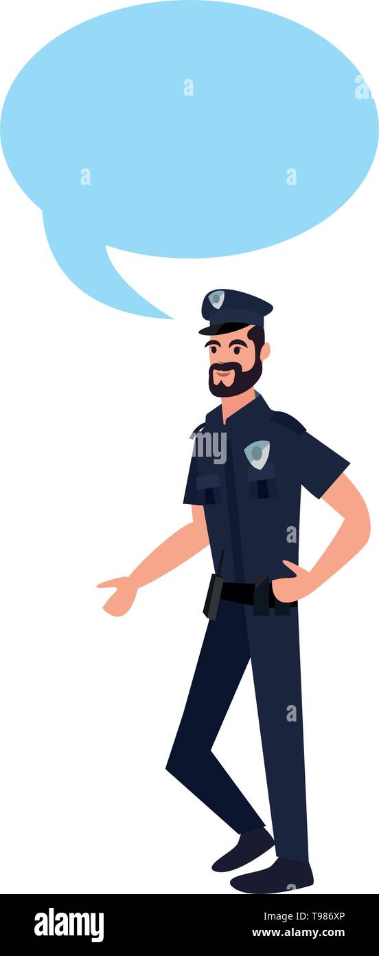 policeman character speech bubble on white background vector ...