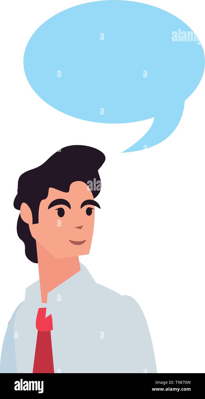 businessman portrait speech bubble character on white background vector ...