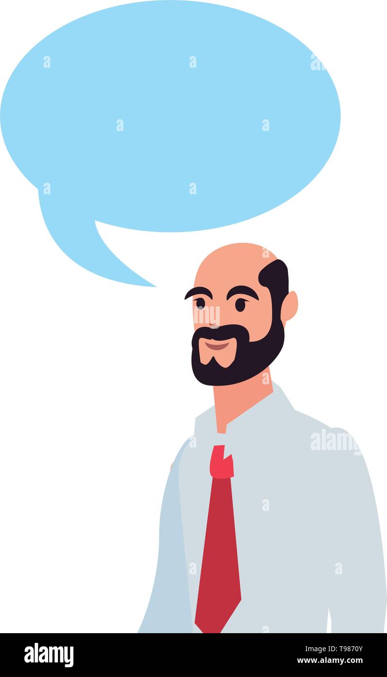 businessman portrait speech bubble character on white background vector ...