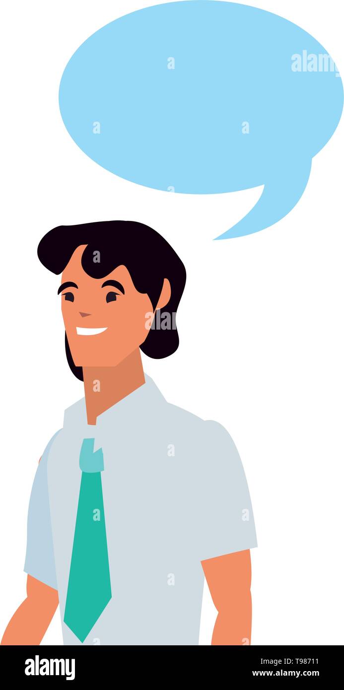 businessman portrait speech bubble character on white background vector ...