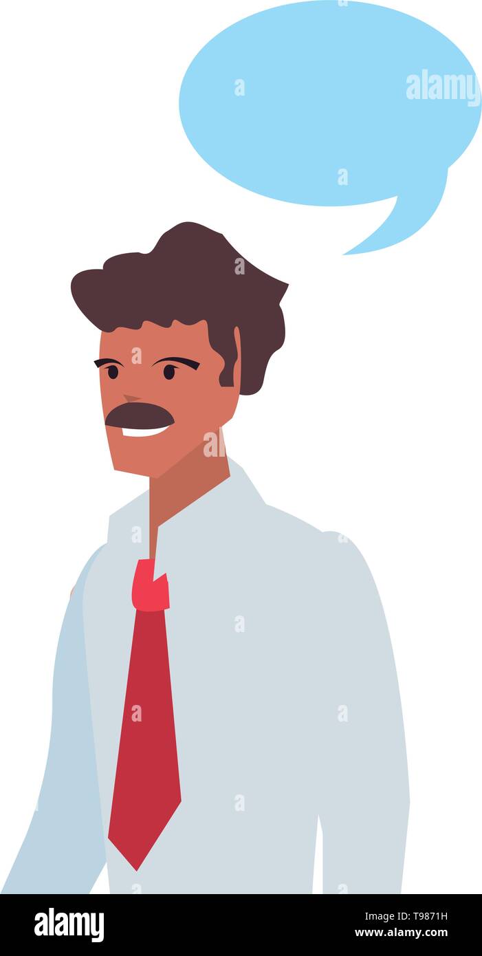 businessman portrait speech bubble character on white background vector ...