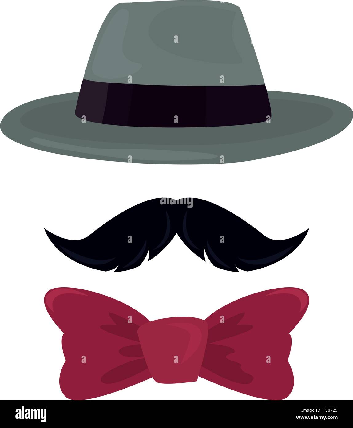 hat mustache bow tie happy fathers day vector illustration Stock Vector ...