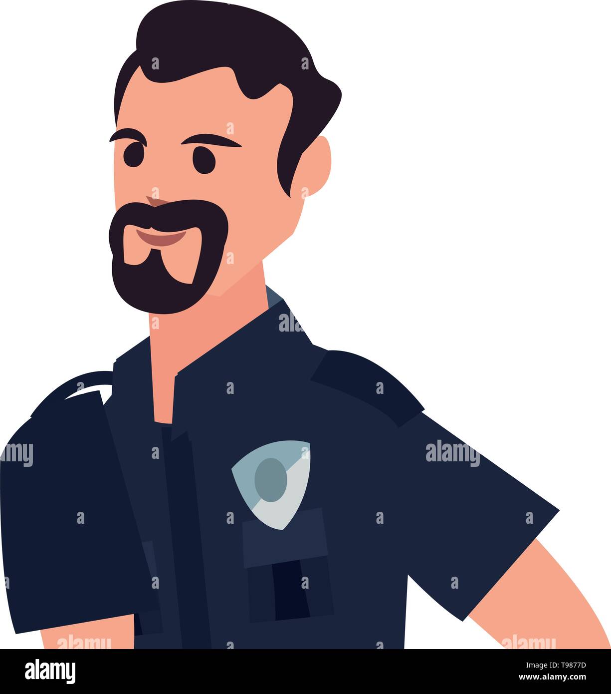 policeman character portrait uniform on white background vector ...