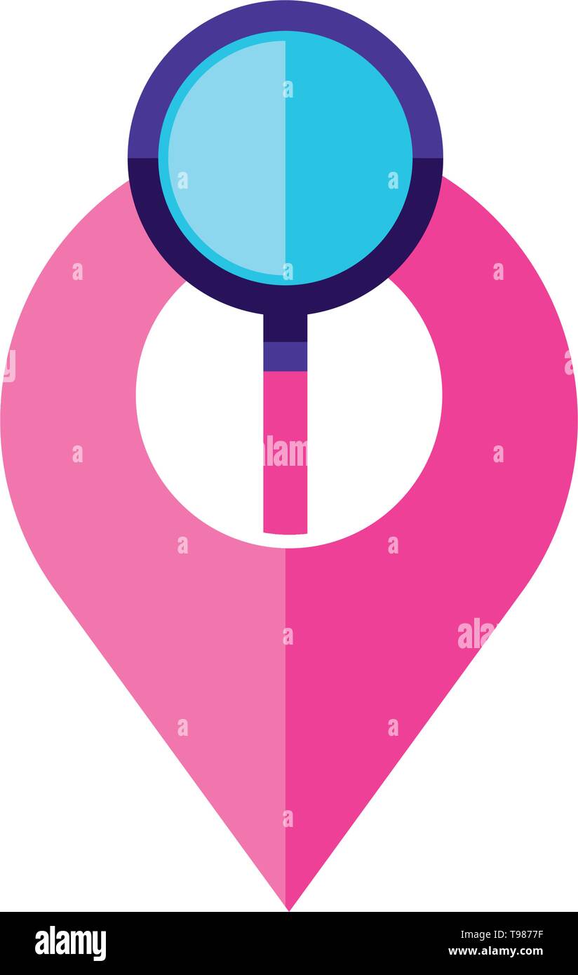 pin pointer location with magnifying glass vector illustration design ...