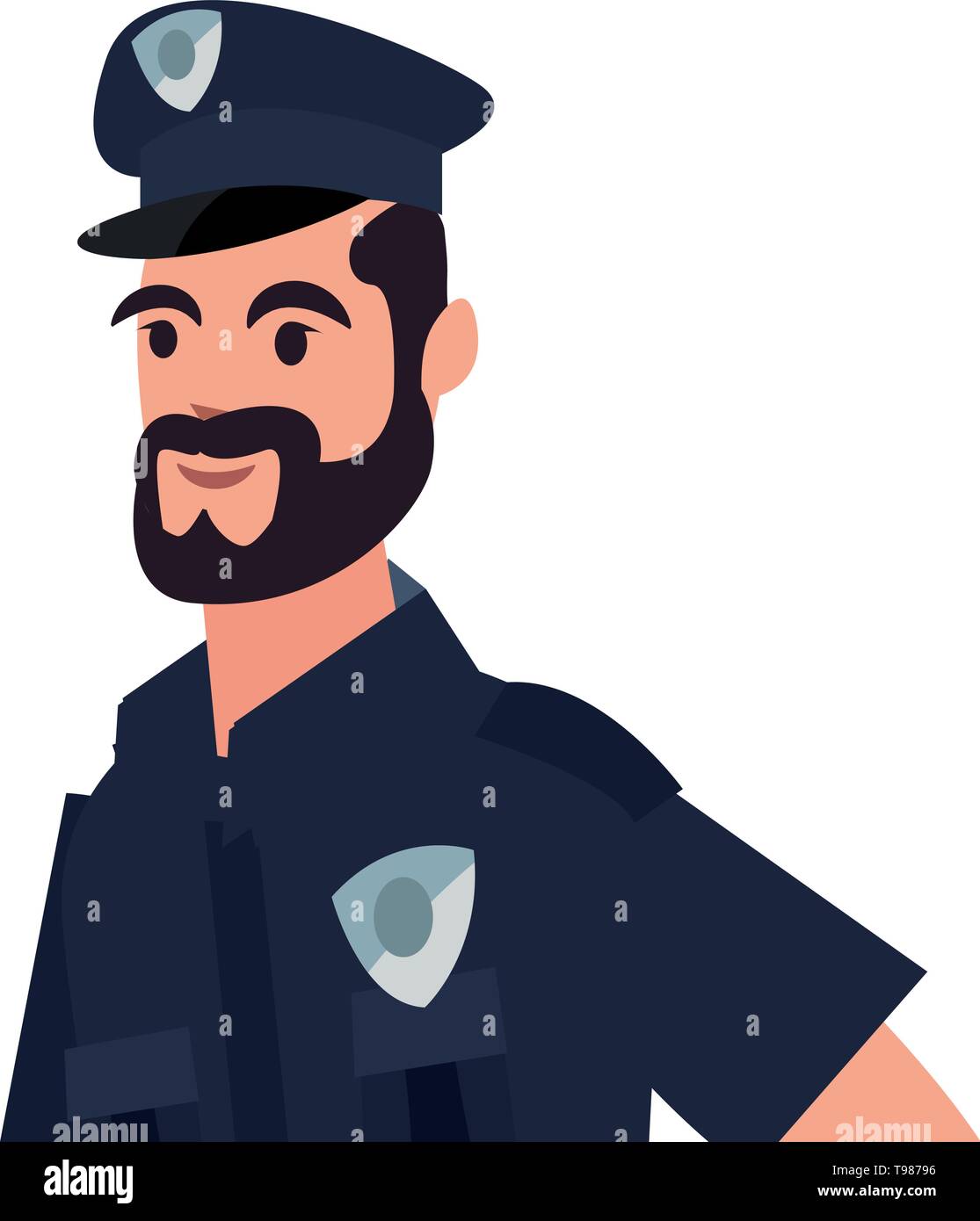 policeman character portrait uniform on white background vector ...