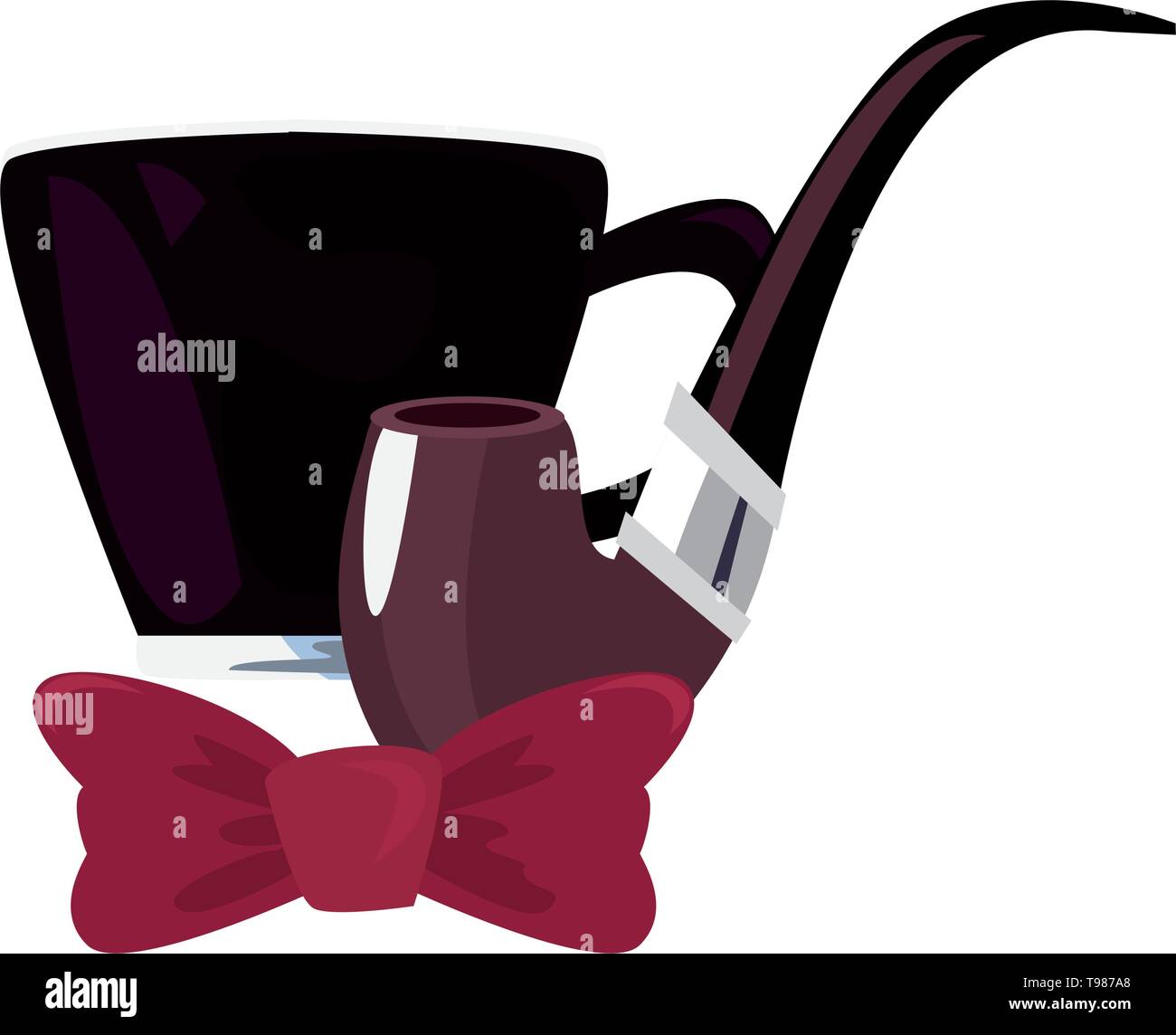 coffee cup pipe bow tie happy fathers day vector illustration Stock ...