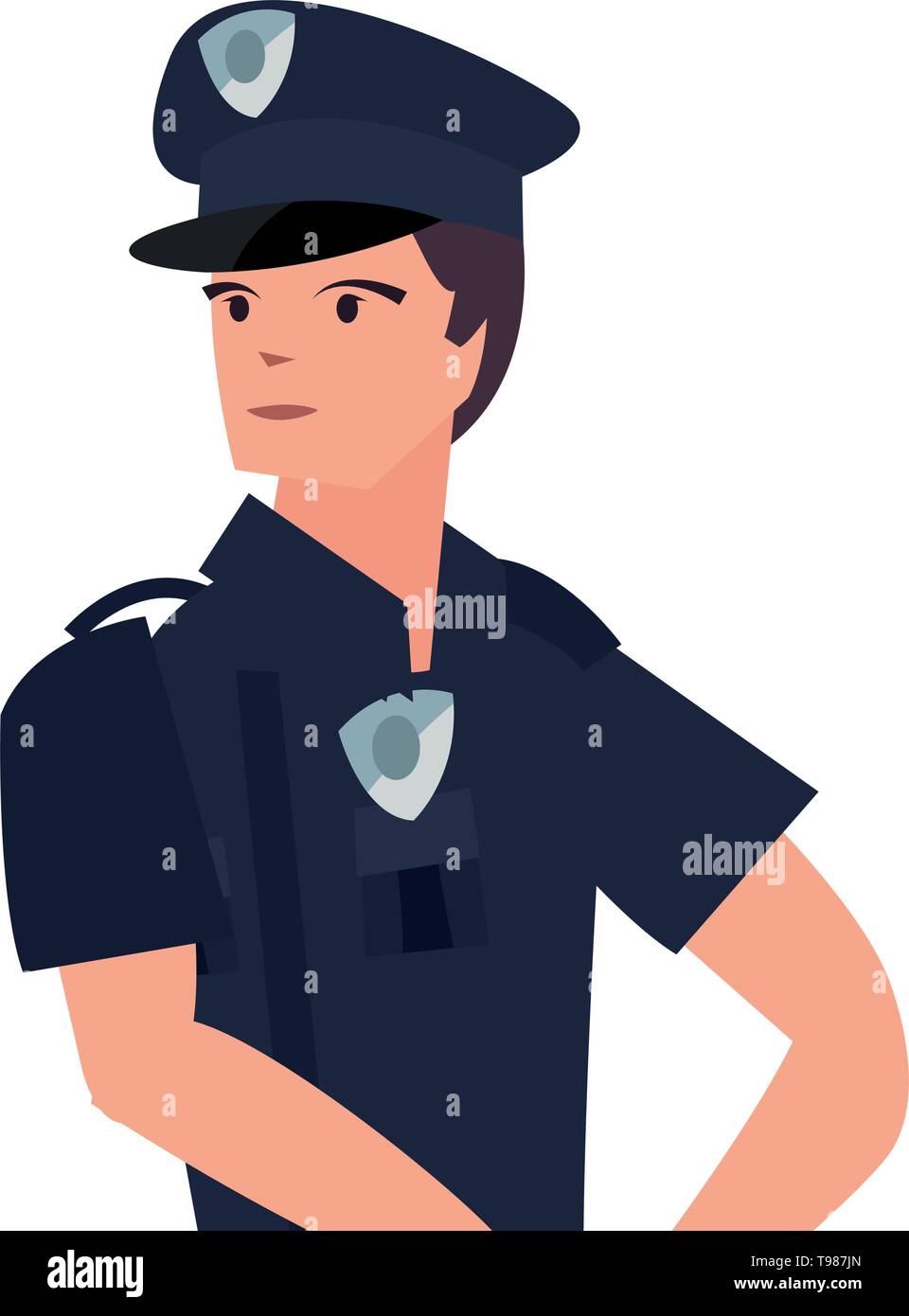 policeman character portrait uniform on white background vector ...