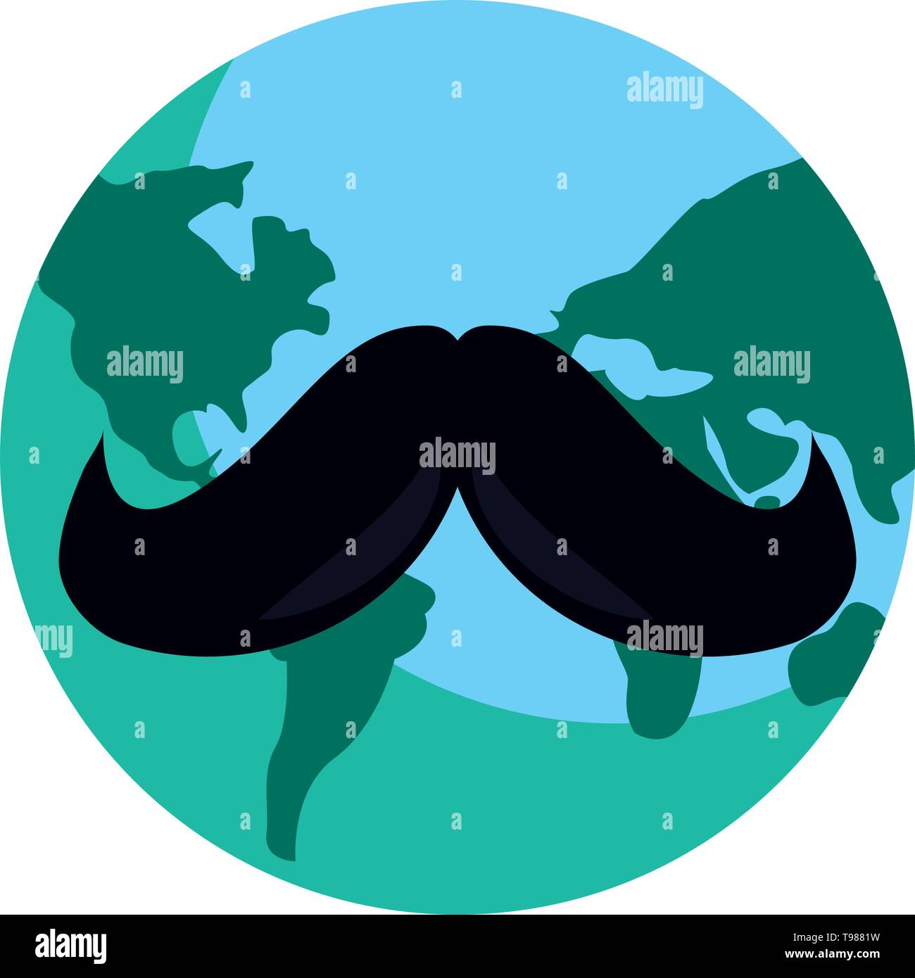 world with mustache happy fathers day vector illustration Stock Vector ...