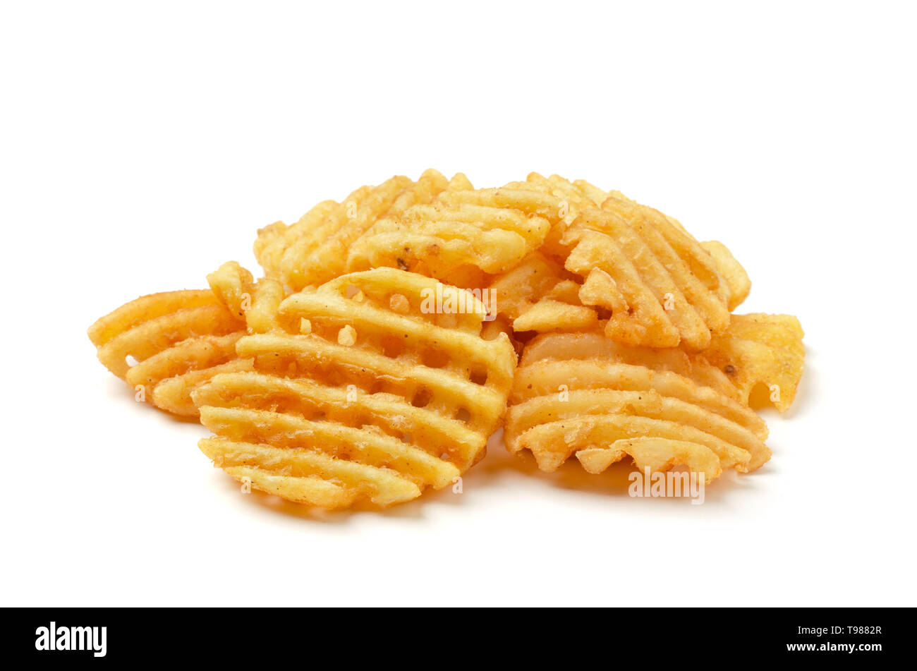 Crispy potato waffles fries, wavy, crinkle cut, criss cross cries ...