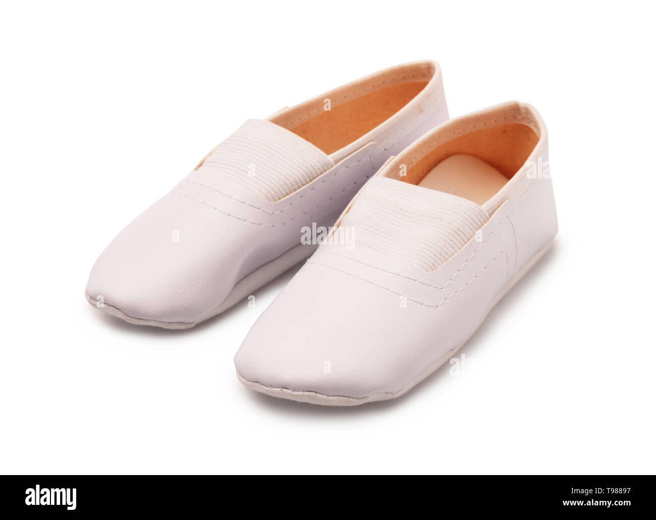 White ballet shoes isolated on white background Stock Photo - Alamy