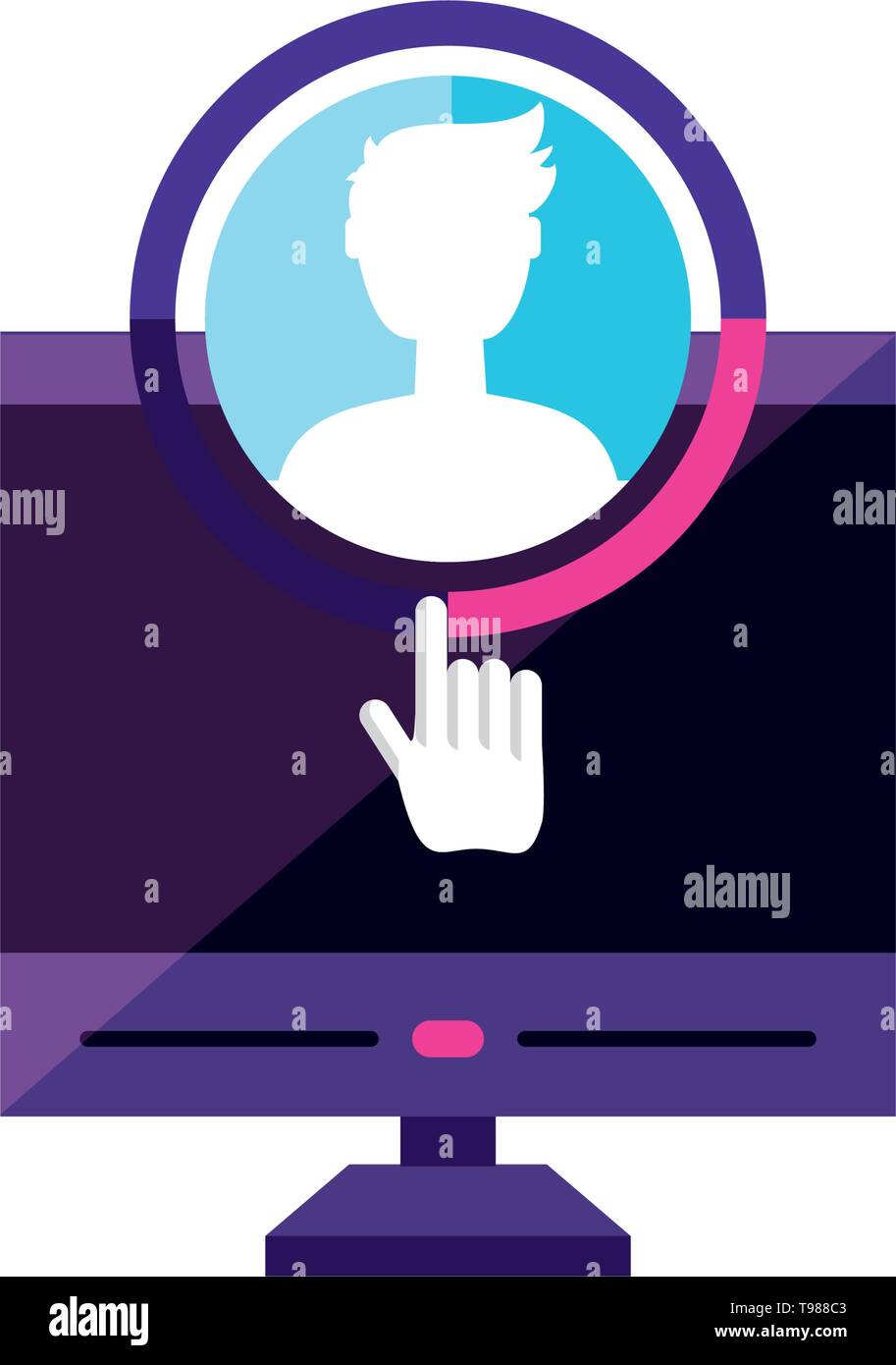 desktop with male profile account vector illustration design Stock ...