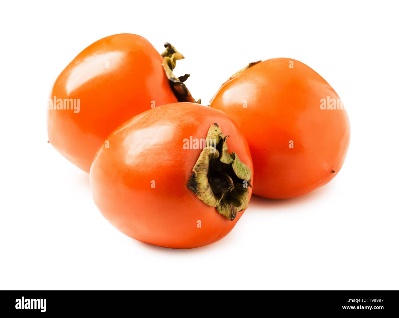 Fresh ripe persimmons isolated on white background Stock Photo - Alamy