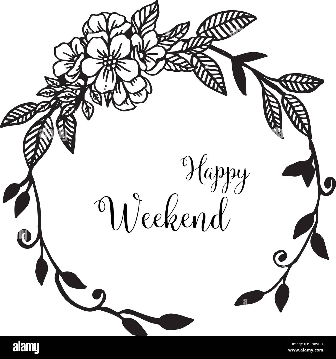 Vector illustration lettering happy weekend with beautiful design ...