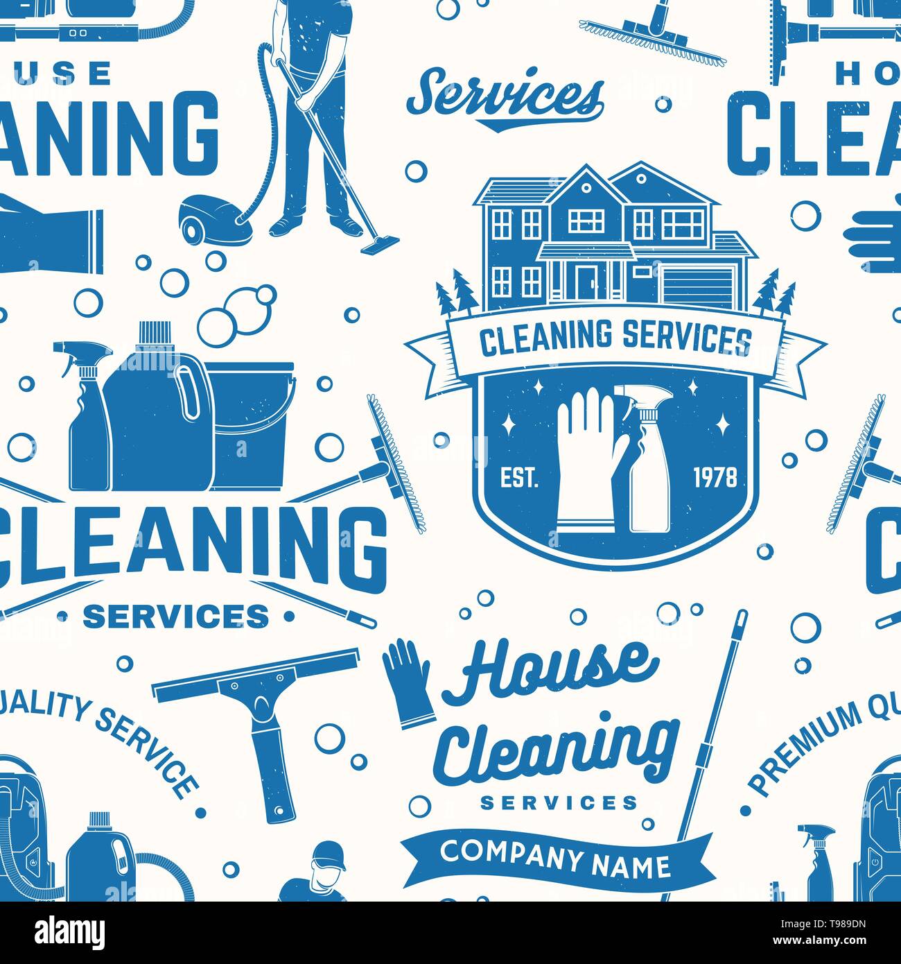 Cleaning services seamless pattern or background. Vector illustration ...