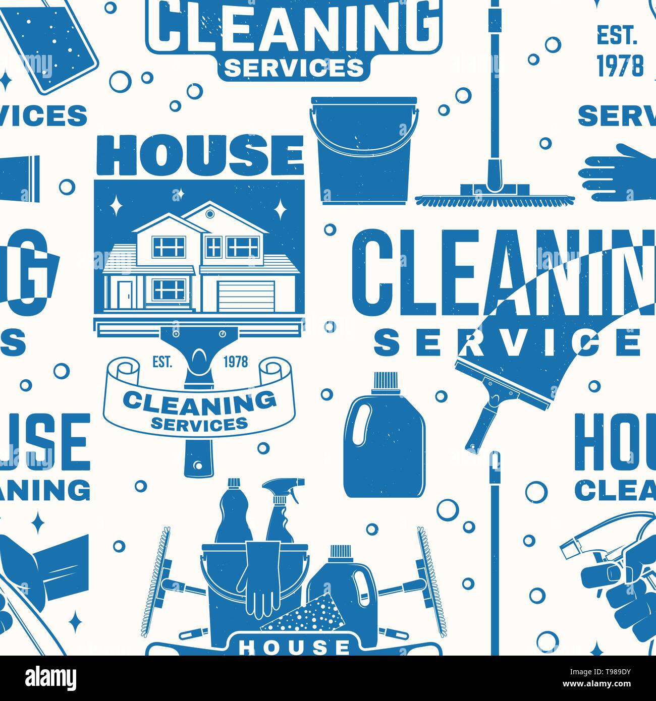 Cleaning services seamless pattern or background. Vector illustration ...