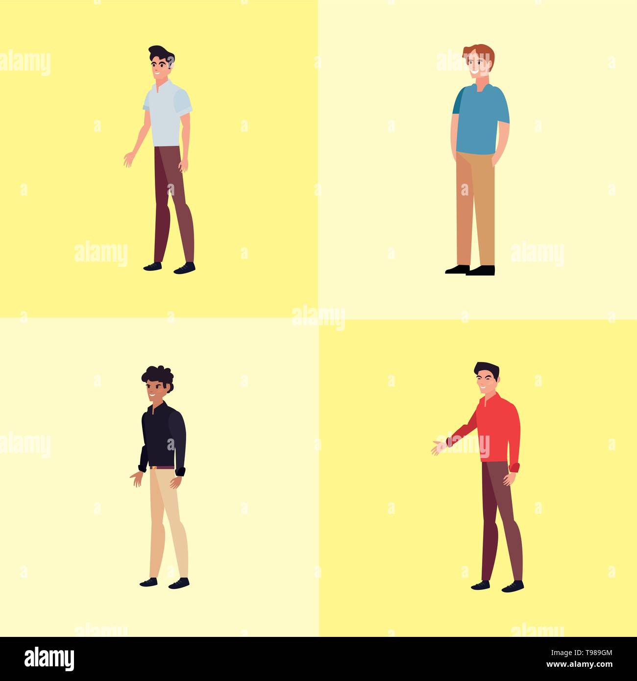 men characters set male standing vector illustration Stock Vector Image ...