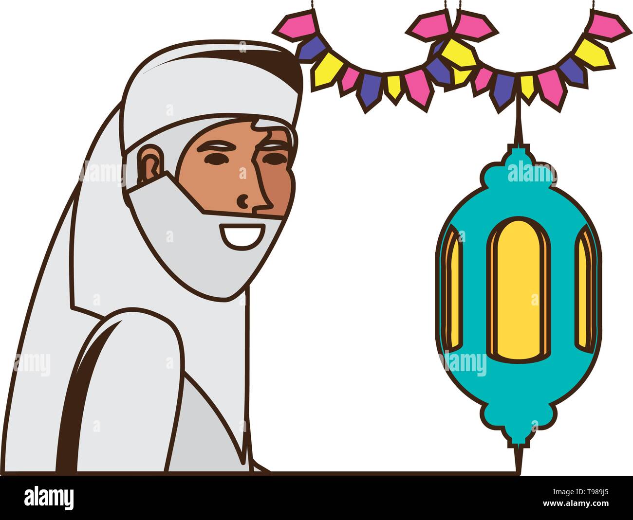 old islamic man with lantern hanging vector illustration design Stock ...
